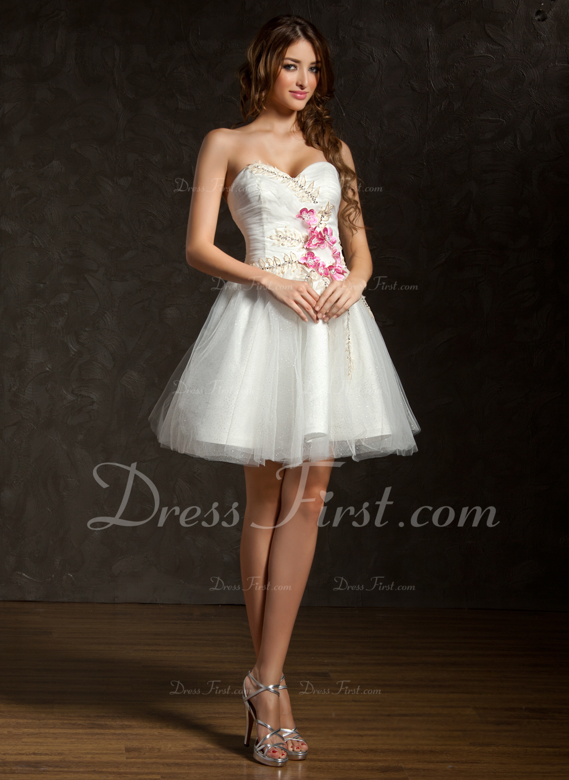 A-Line/Princess Sweetheart Short/Mini Tulle Homecoming Dress With ...